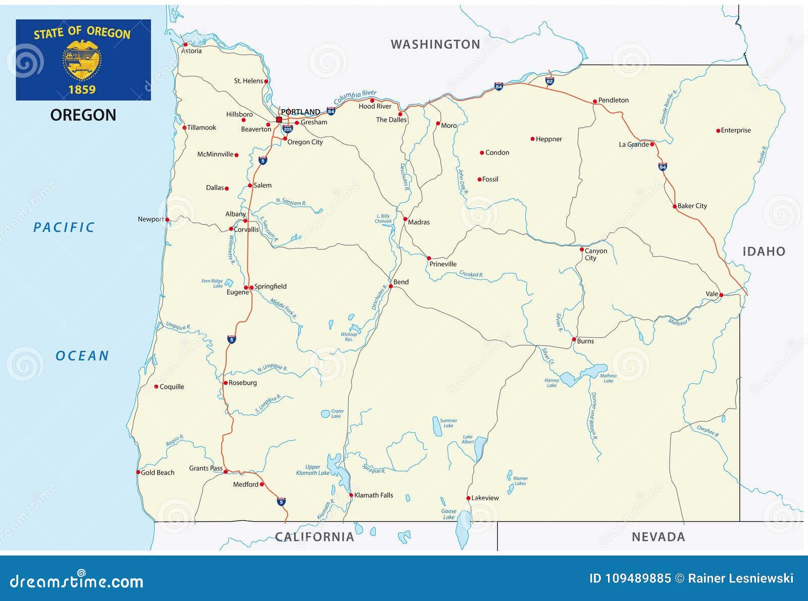 Oregon Road Map Stock Illustrations – 191 Oregon Road Map Stock ...