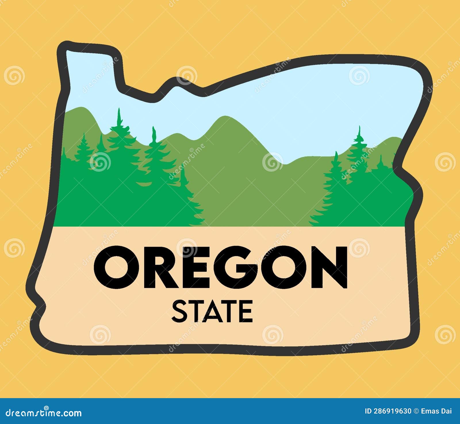 Oregon State with Beautiful View Stock Illustration - Illustration of ...