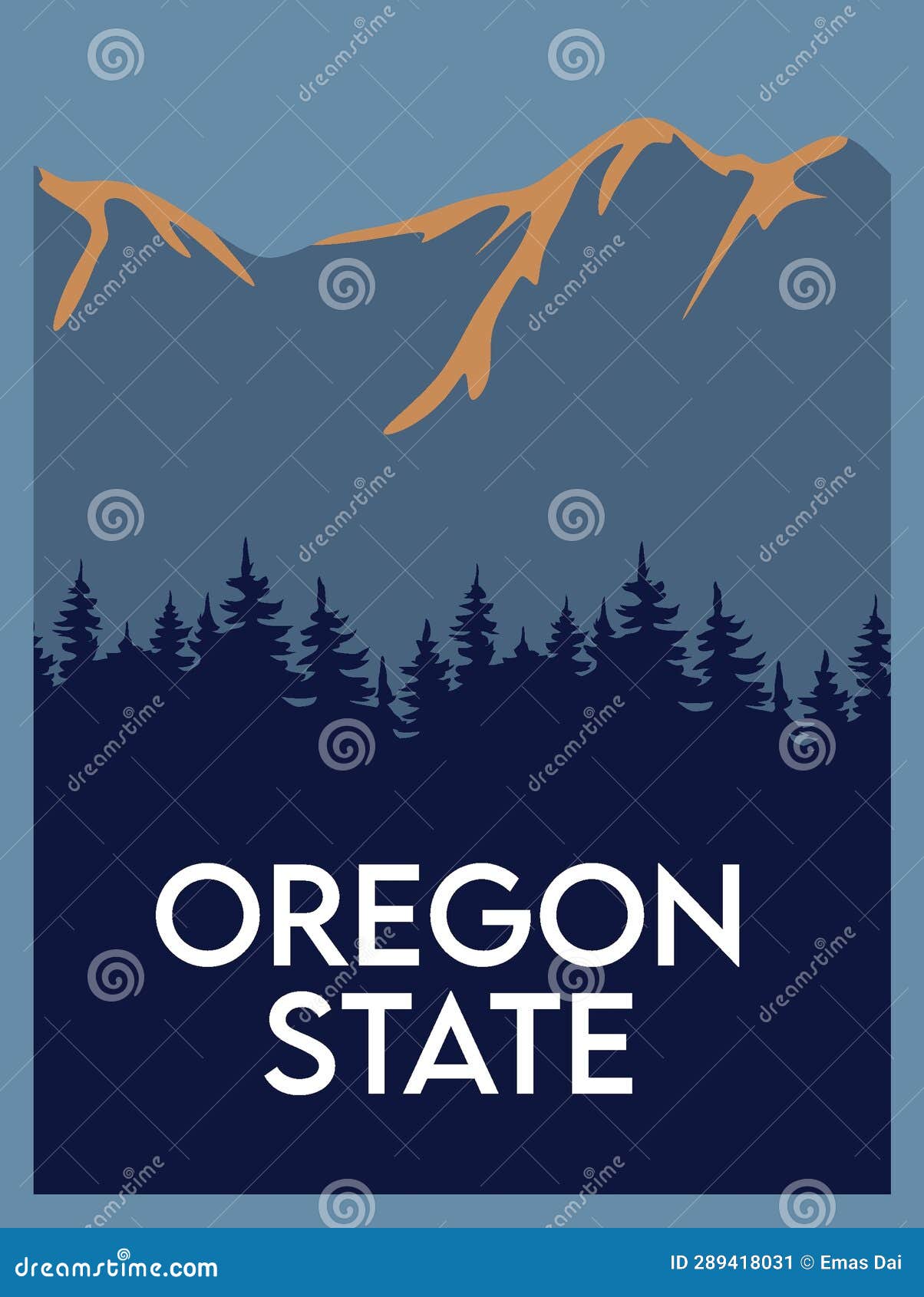 Oregon State with Beautiful View Stock Illustration - Illustration of ...