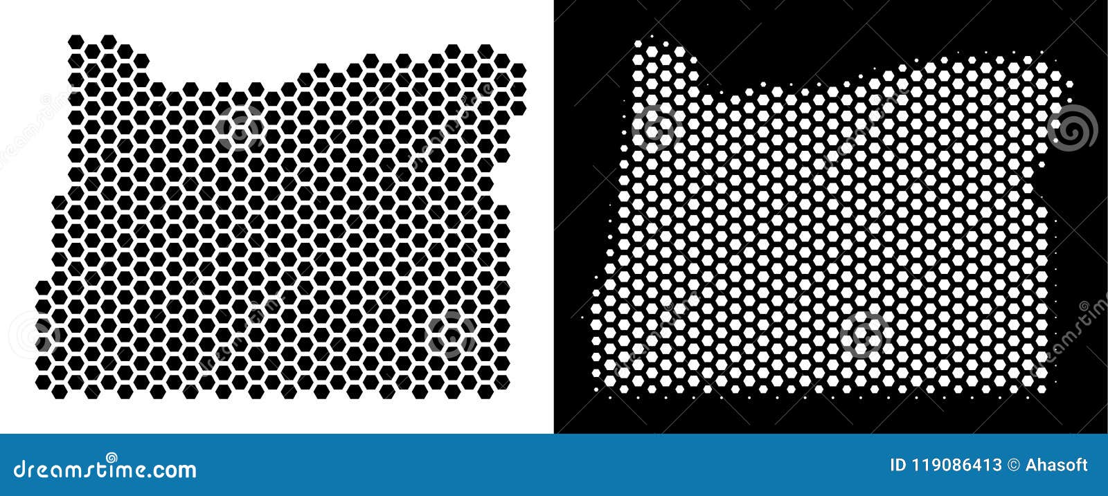 Oregon State Map Hexagon Scheme Stock Vector - Illustration of composed ...