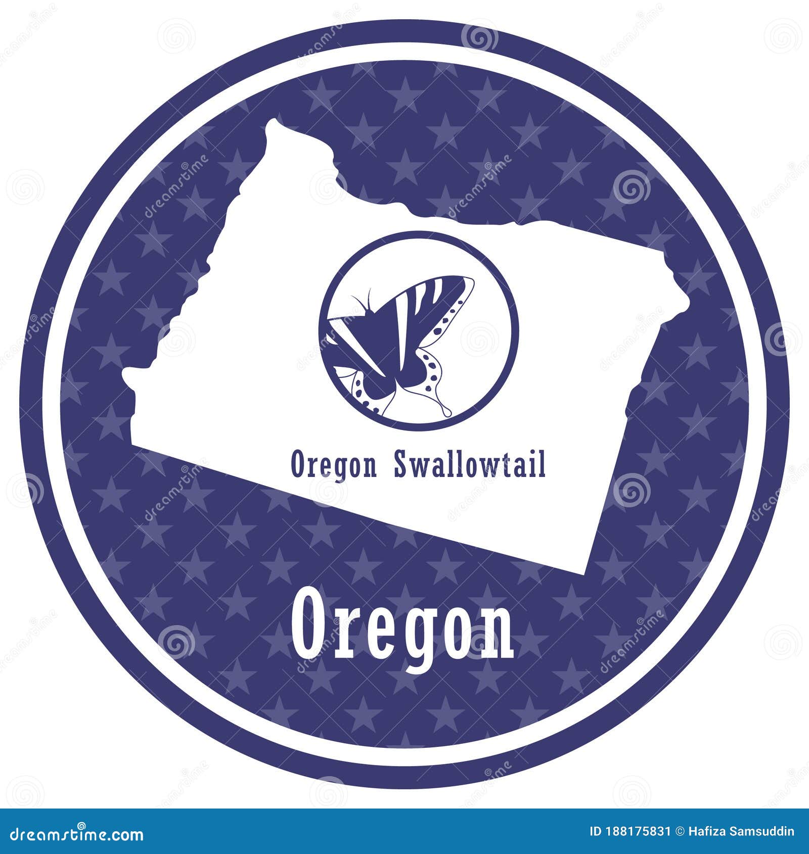 Oregon State Map with Oregon Swallowtail. Vector Illustration ...