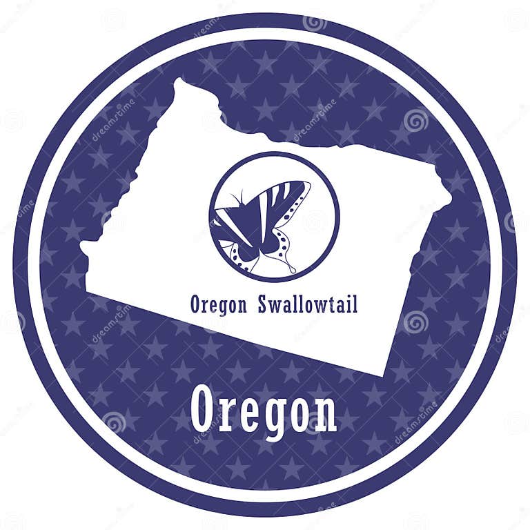 Oregon State Map with Oregon Swallowtail. Vector Illustration ...