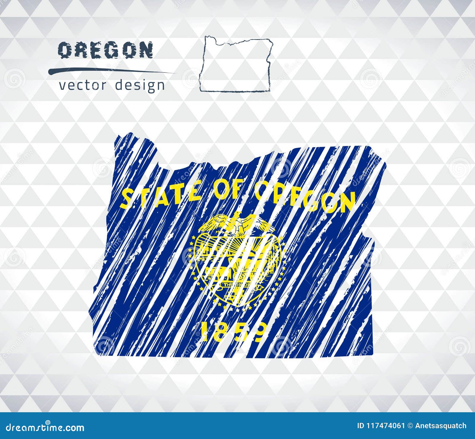 Oregon Vector Map with Flag Inside Isolated on a White Background ...