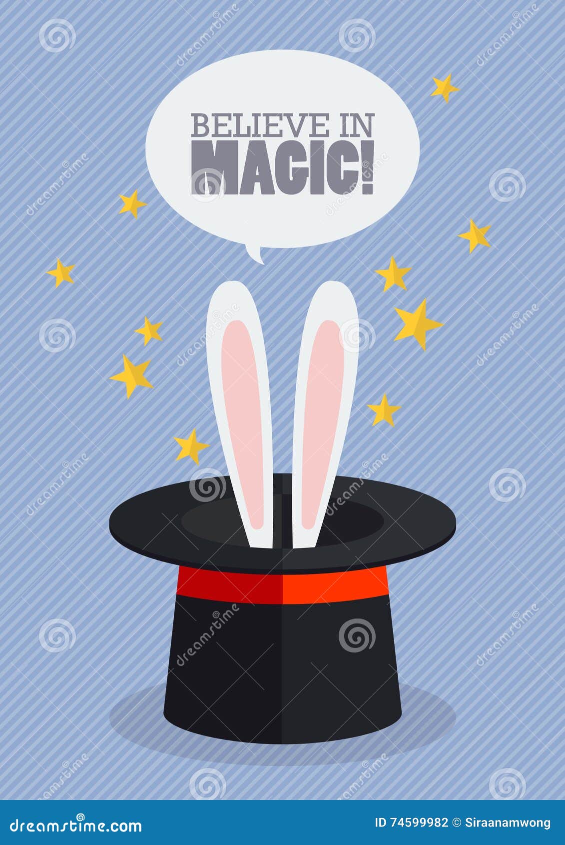 Oreilles De Lapin Dans Le Chapeau De Magicien Illustration de Vecteur ...