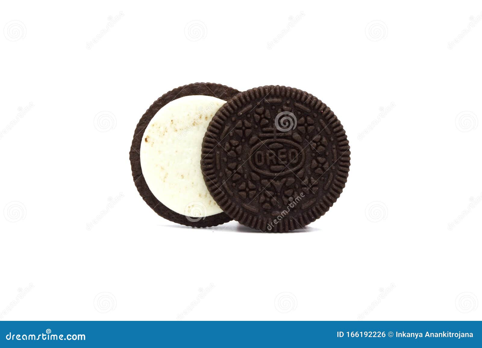 Oreo Biscuits in Pieces of Outside and Inside Isolated on White ...