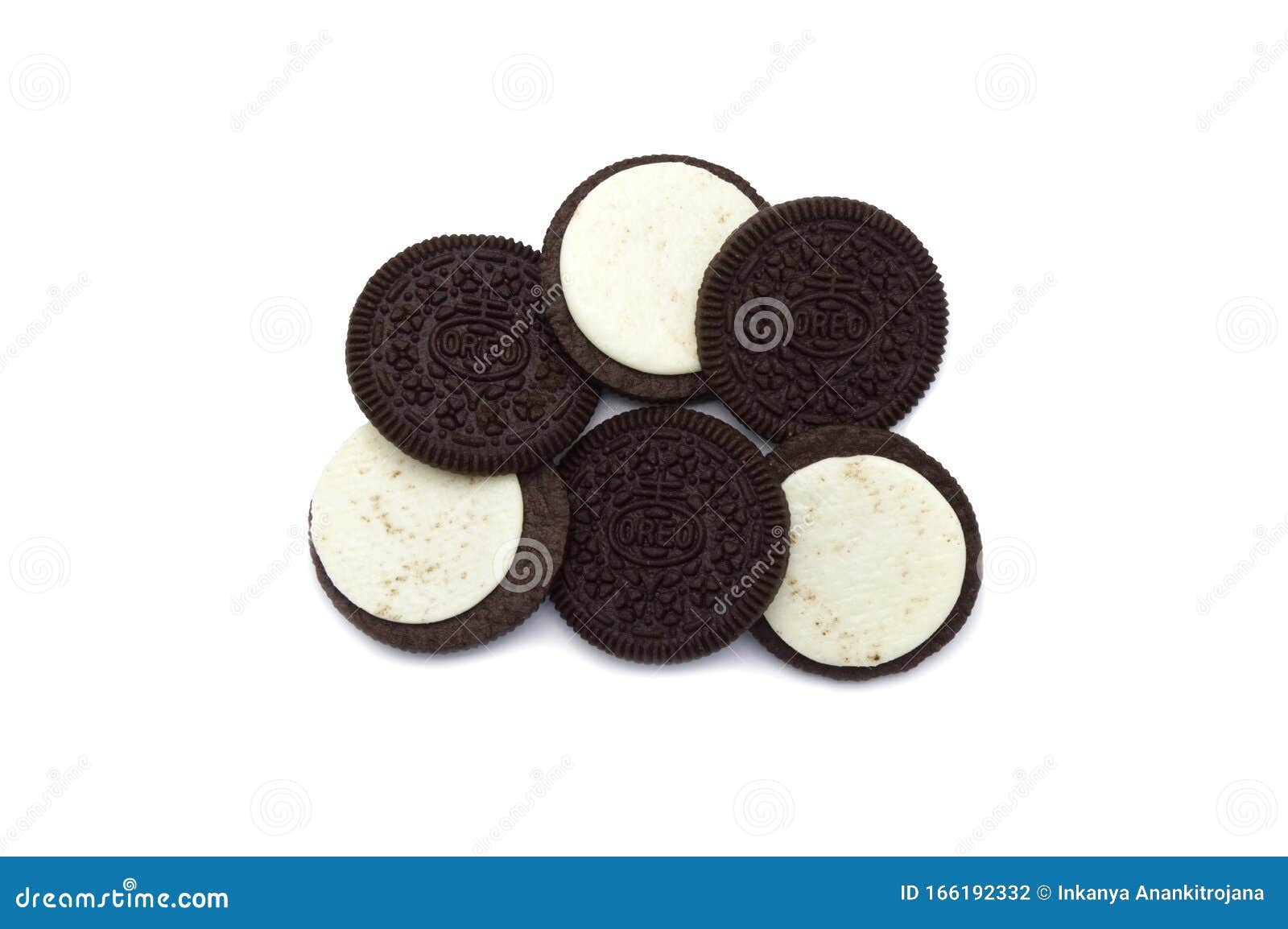 Oreo Biscuits With Crumbs On White Background. It Is A Chocolate ...