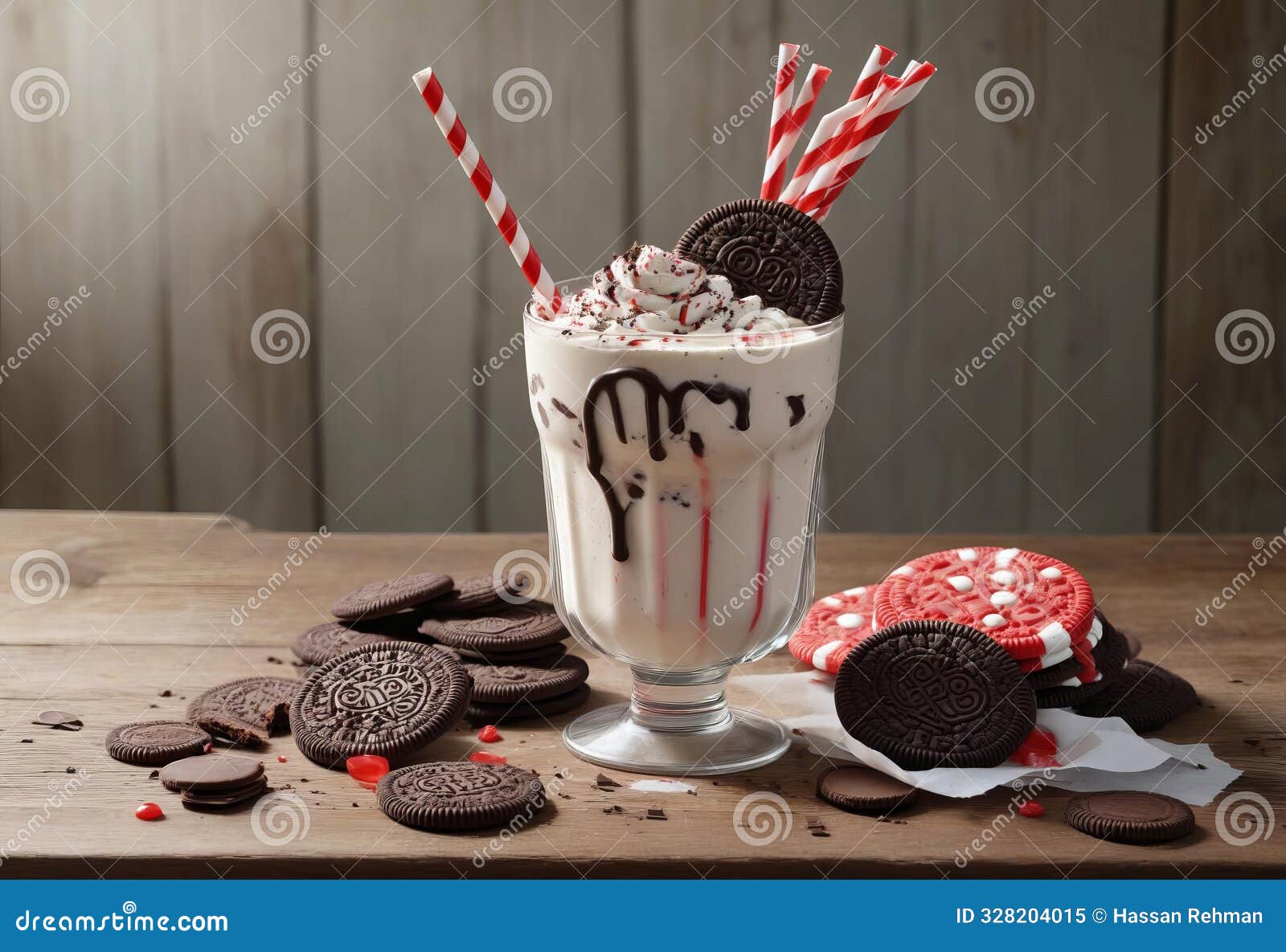 Oreo Cookie Milkshake in a Tall Glass Stock Illustration - Illustration ...
