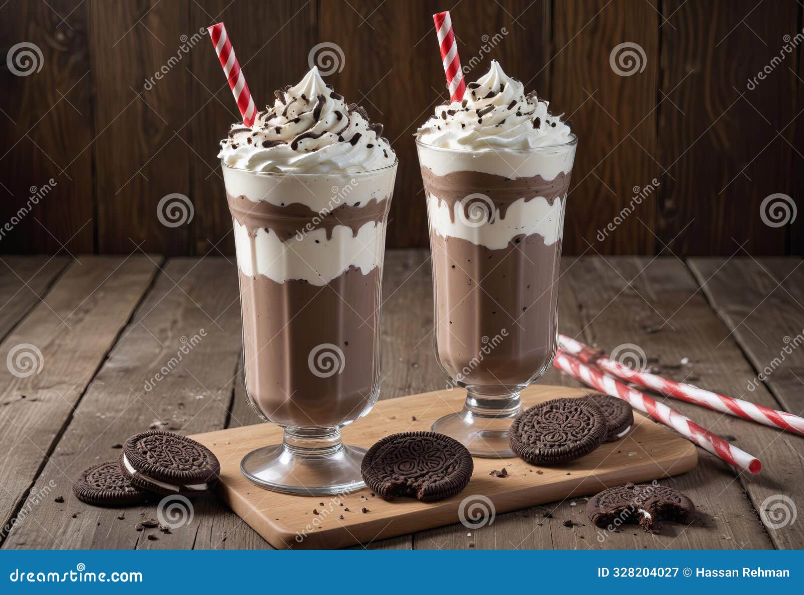 Oreo Cookie Milkshake in a Tall Glass Stock Illustration - Illustration ...