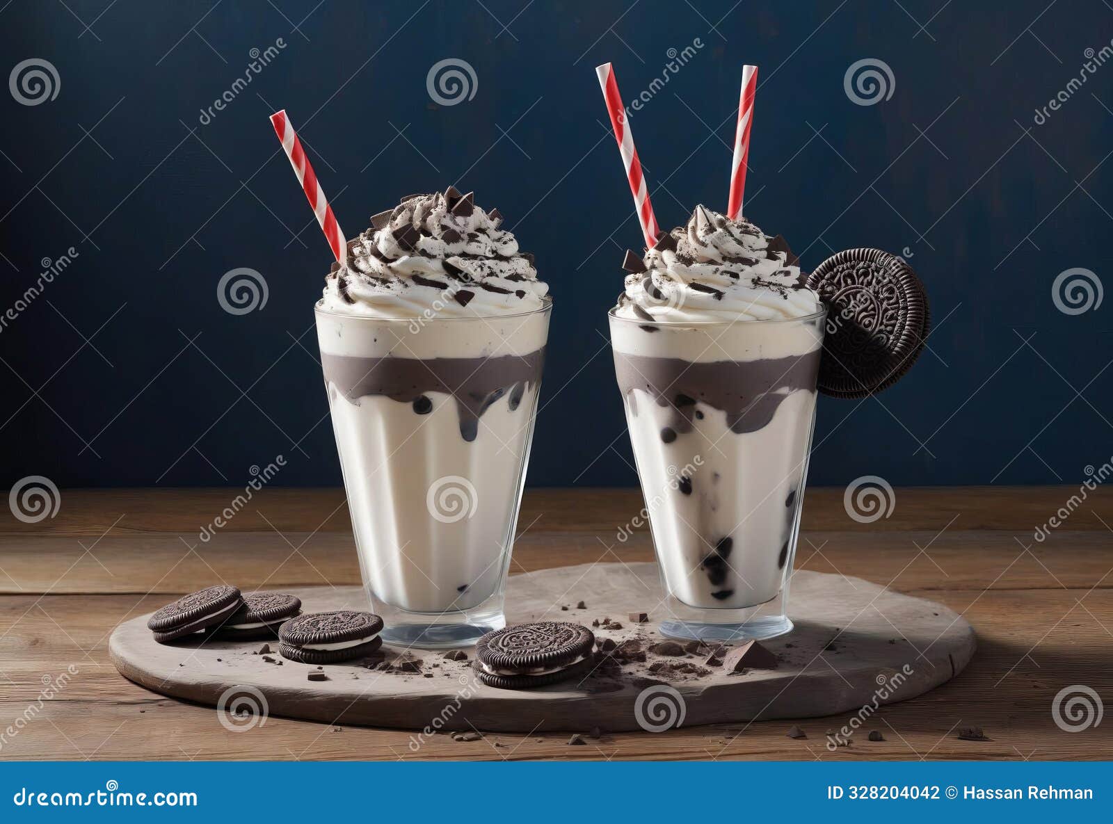 Oreo Cookie Milkshake in a Tall Glass Stock Illustration - Illustration ...