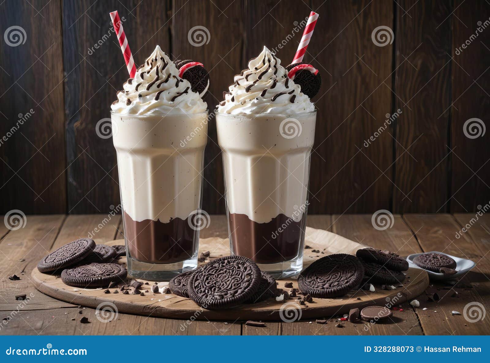 Oreo Cookie Milkshake in a Tall Glass Stock Illustration - Illustration ...