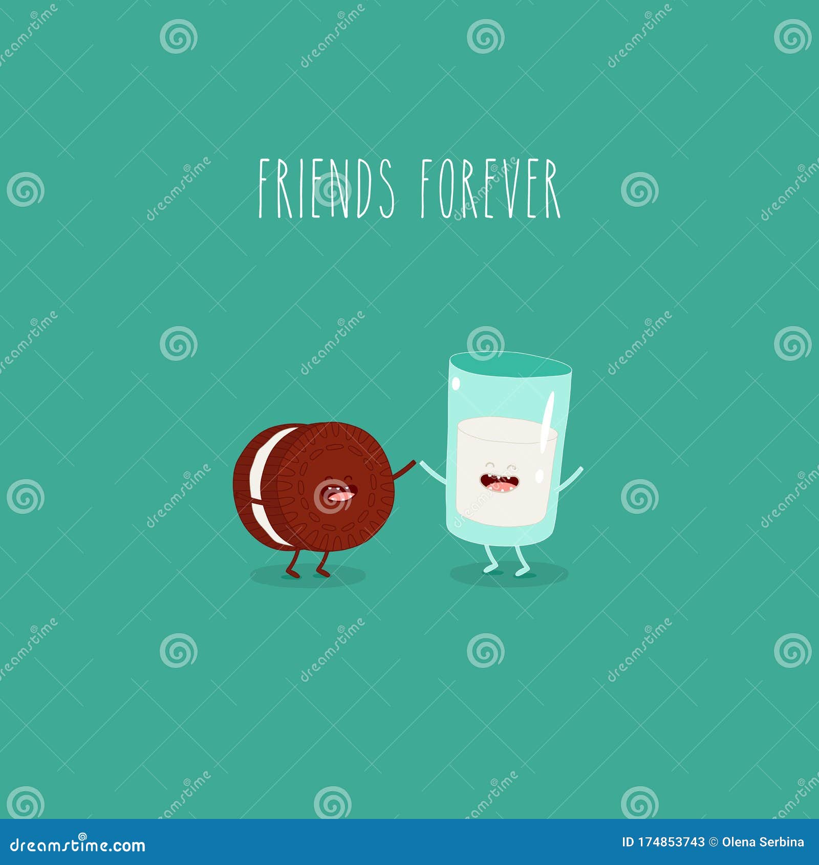 Oreo and Milk are Friends Forever. Vector Graphics Stock Illustration ...
