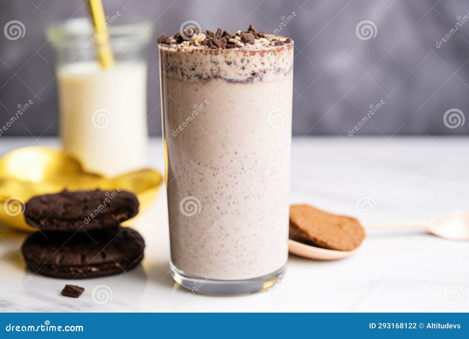 Oreo Themed Milkshake with a Whole Cookie on Top Stock Photo - Image of ...