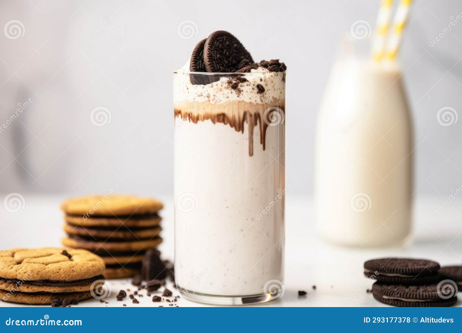 Oreo Themed Milkshake with a Whole Cookie on Top Stock Illustration ...