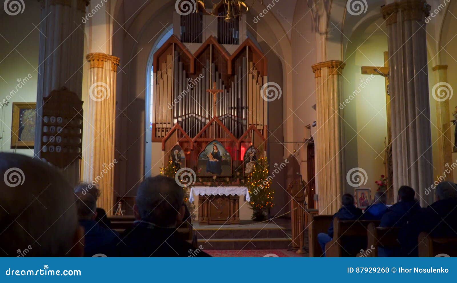 Organ Hall in the Catholic Church Stock Footage - Video of decoration ...
