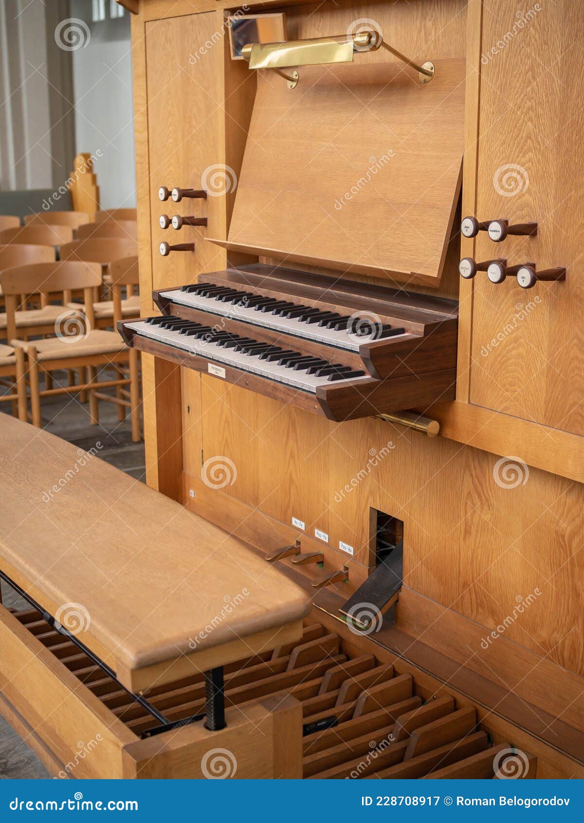 Organ keyboard stock image. Image of keys, wood, music - 228708917