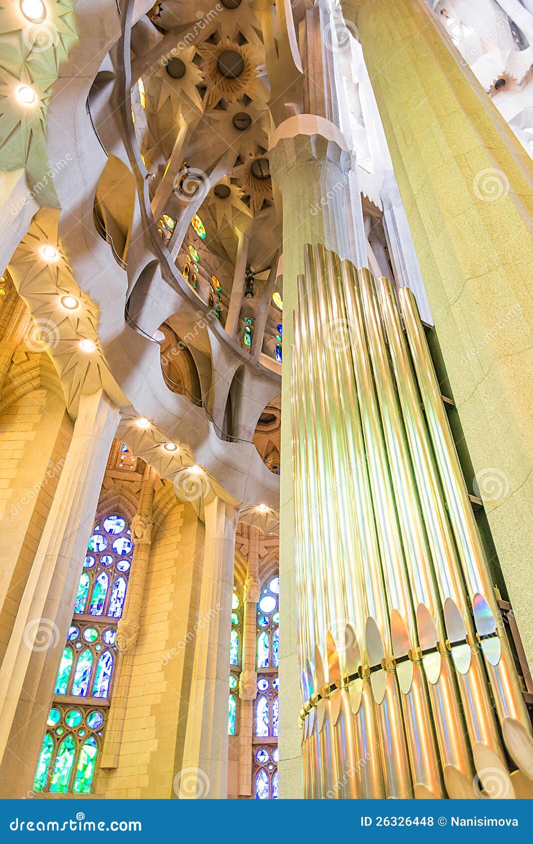 Organ pipes in cathedral editorial stock photo. Image of colonnade ...