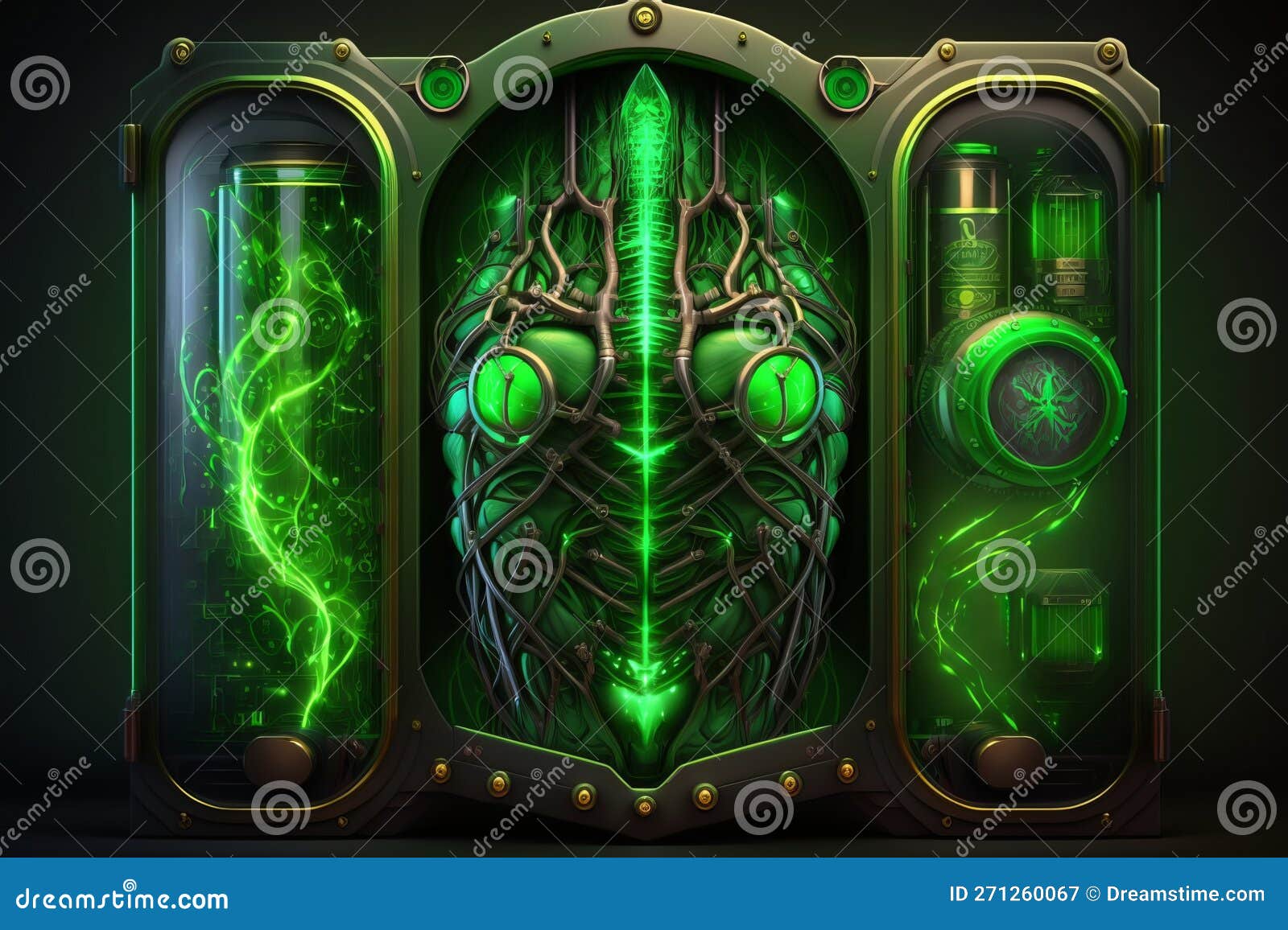 Organic AI Computer with Cyborg Adaptations Stock Illustration ...