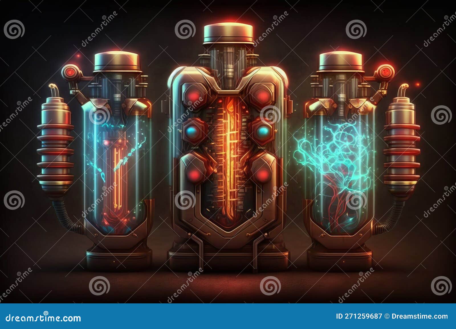 Organic AI Computer with Cyborg and Human Adaptation Stock Illustration ...