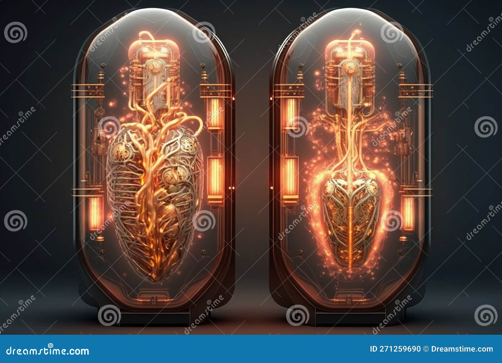 Organic AI Computer with Cyborg and Human Adaptation Stock Illustration ...