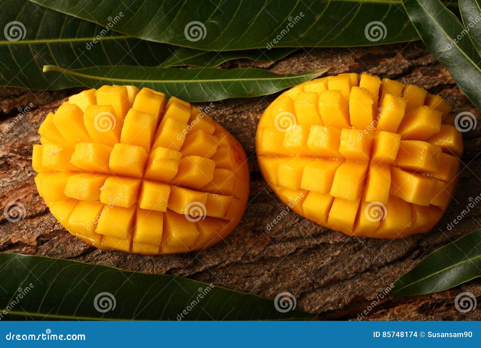 Organic Alphonso Mango Slices Stock Photo - Image of drink ...