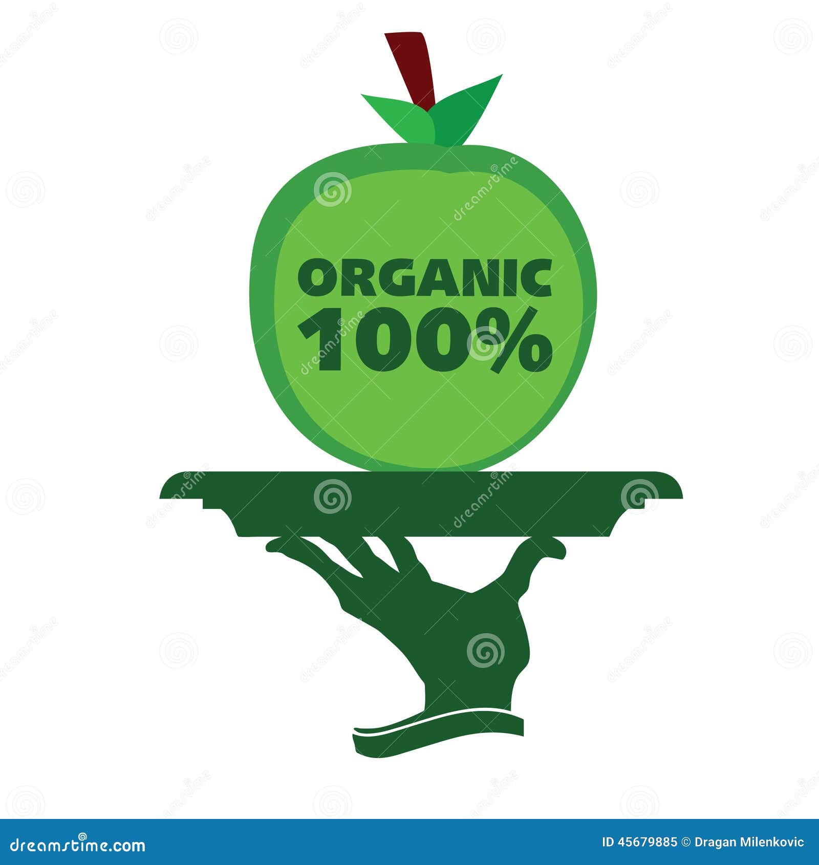 Organic Apple on a Tray Illustration Stock Vector - Illustration of ...