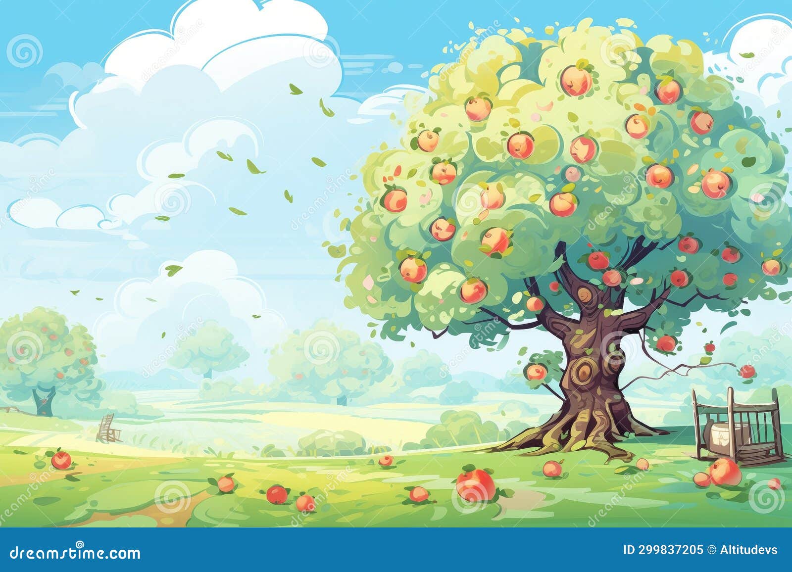 Organic Apple Tree in a Sunny Orchard Stock Image - Image of generated ...