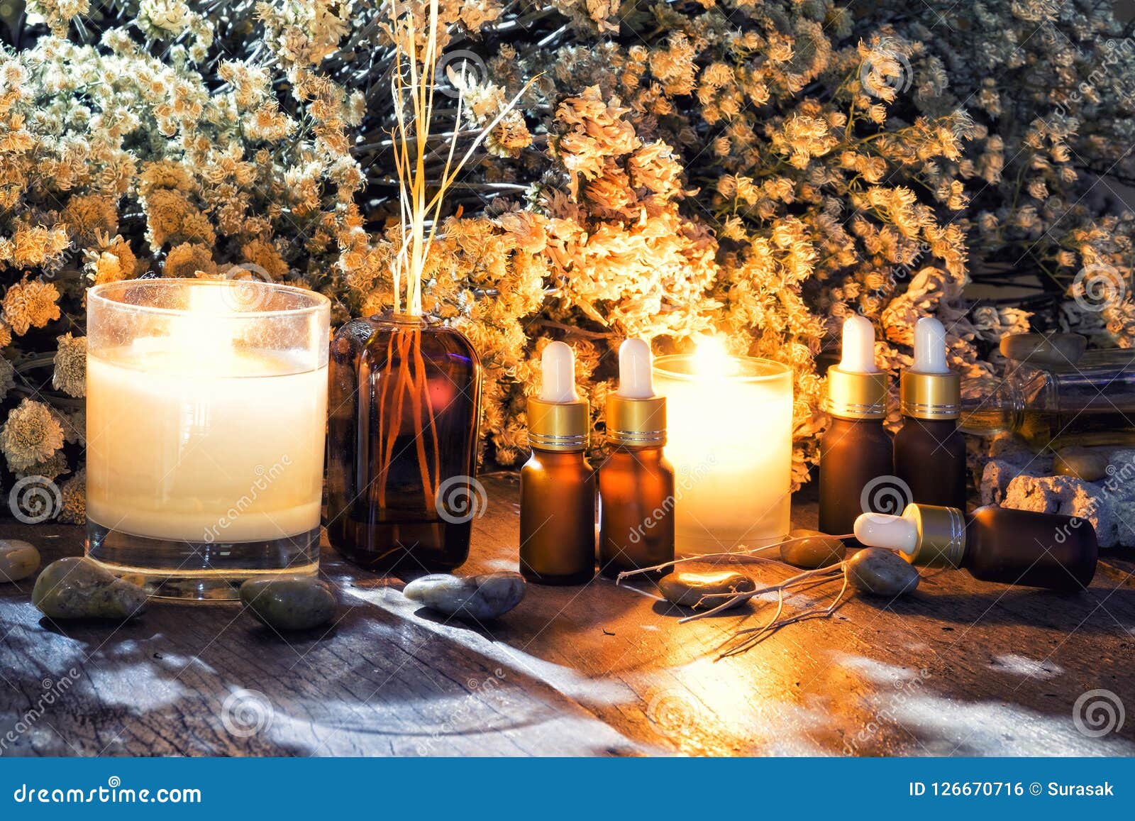 Organic Aromatherapy Essential Oils Stock Photo - Image of flowers ...