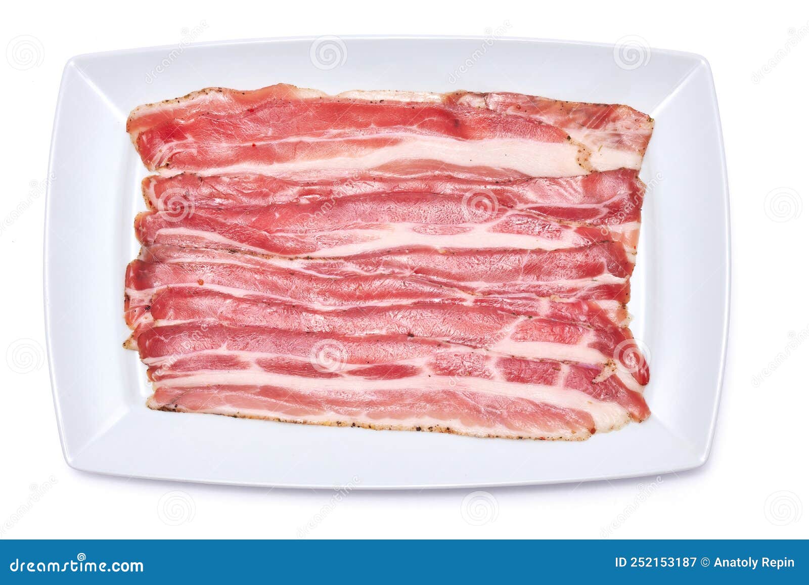 Organic Bacon Meat Isolated on White Background Stock Image - Image of ...
