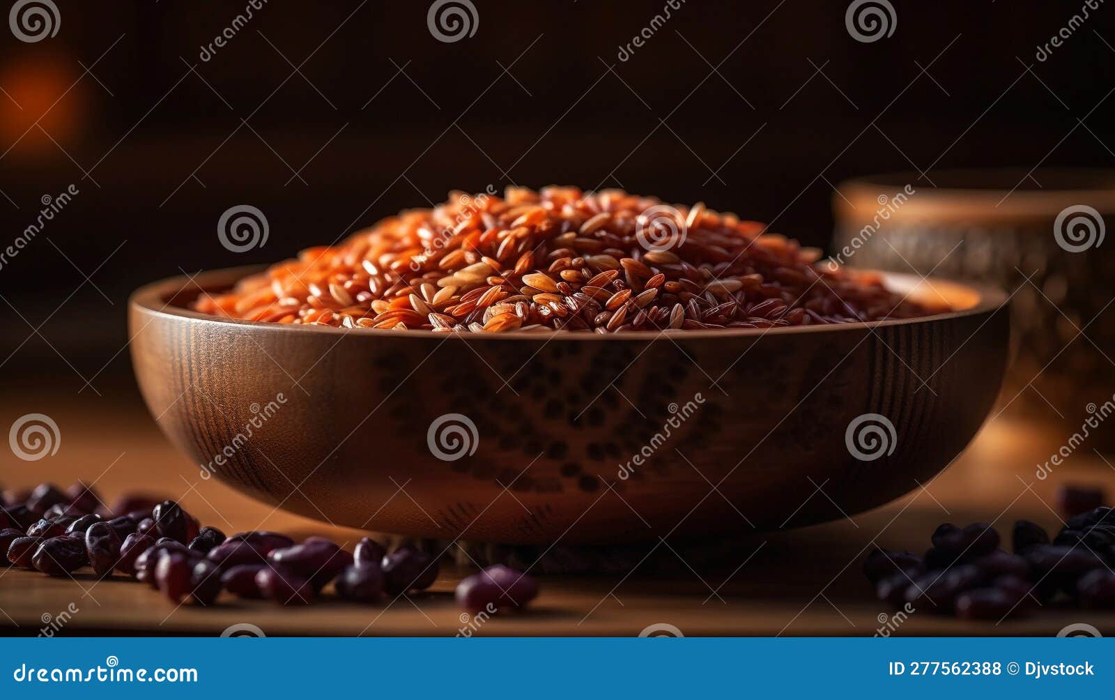Organic Basmati Rice Bowl with Dried Plant and Fresh Fruit Generated by ...