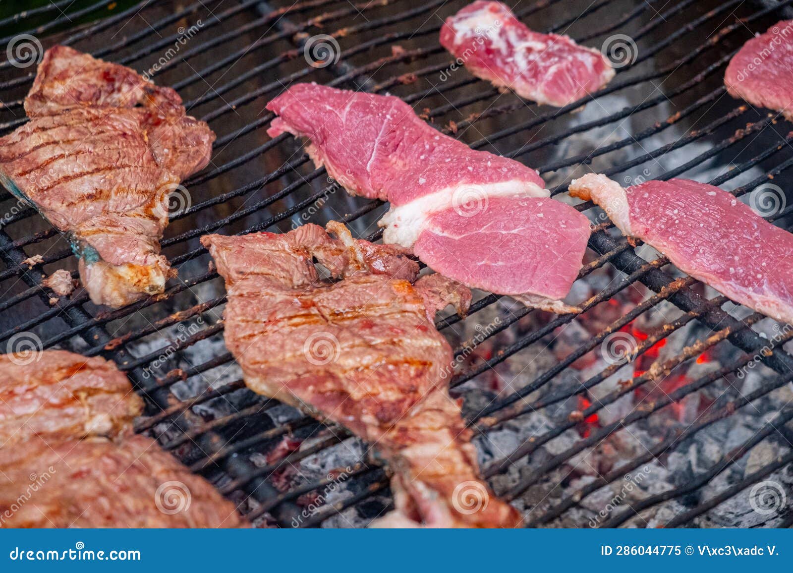 Organic Beef Chunks Roasting on a Grill Stock Image - Image of luxury ...