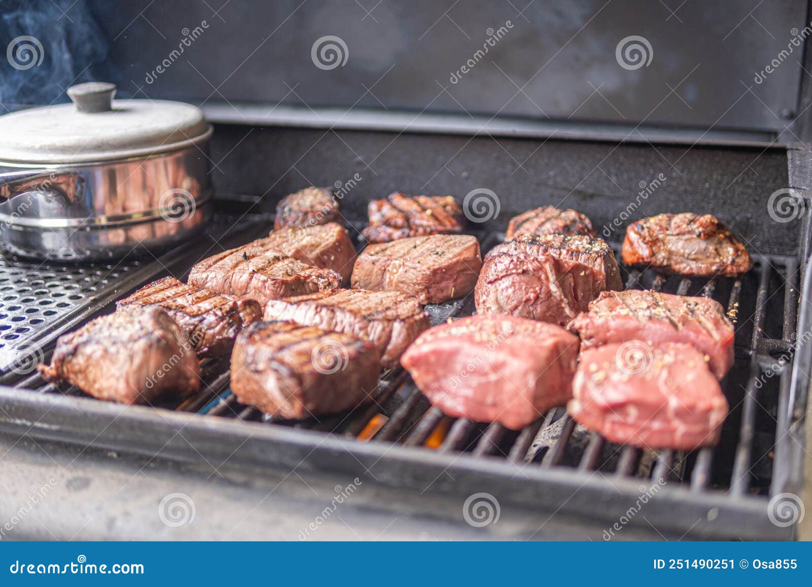 Organic Beef Stakes Grilled for a Party Stock Image - Image of barbecue ...
