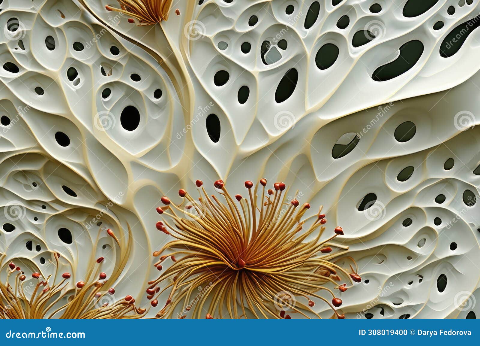 Organic Biomorphic Abstract with Perforated Patterns Stock Photo ...