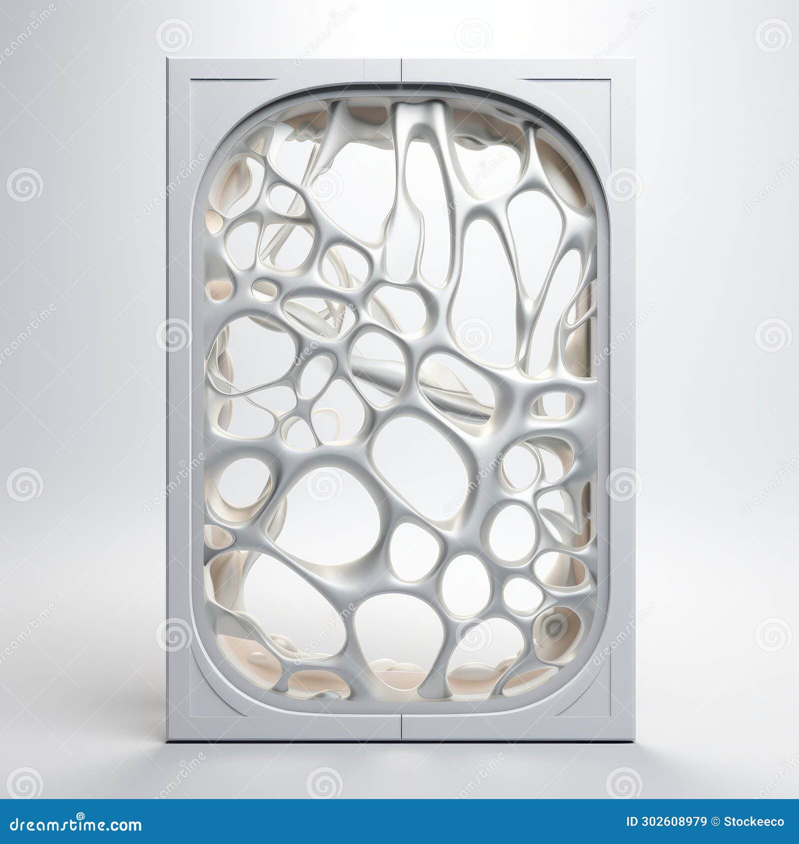 Organic Biomorphic 3d Design on White Window Frame Stock Illustration ...