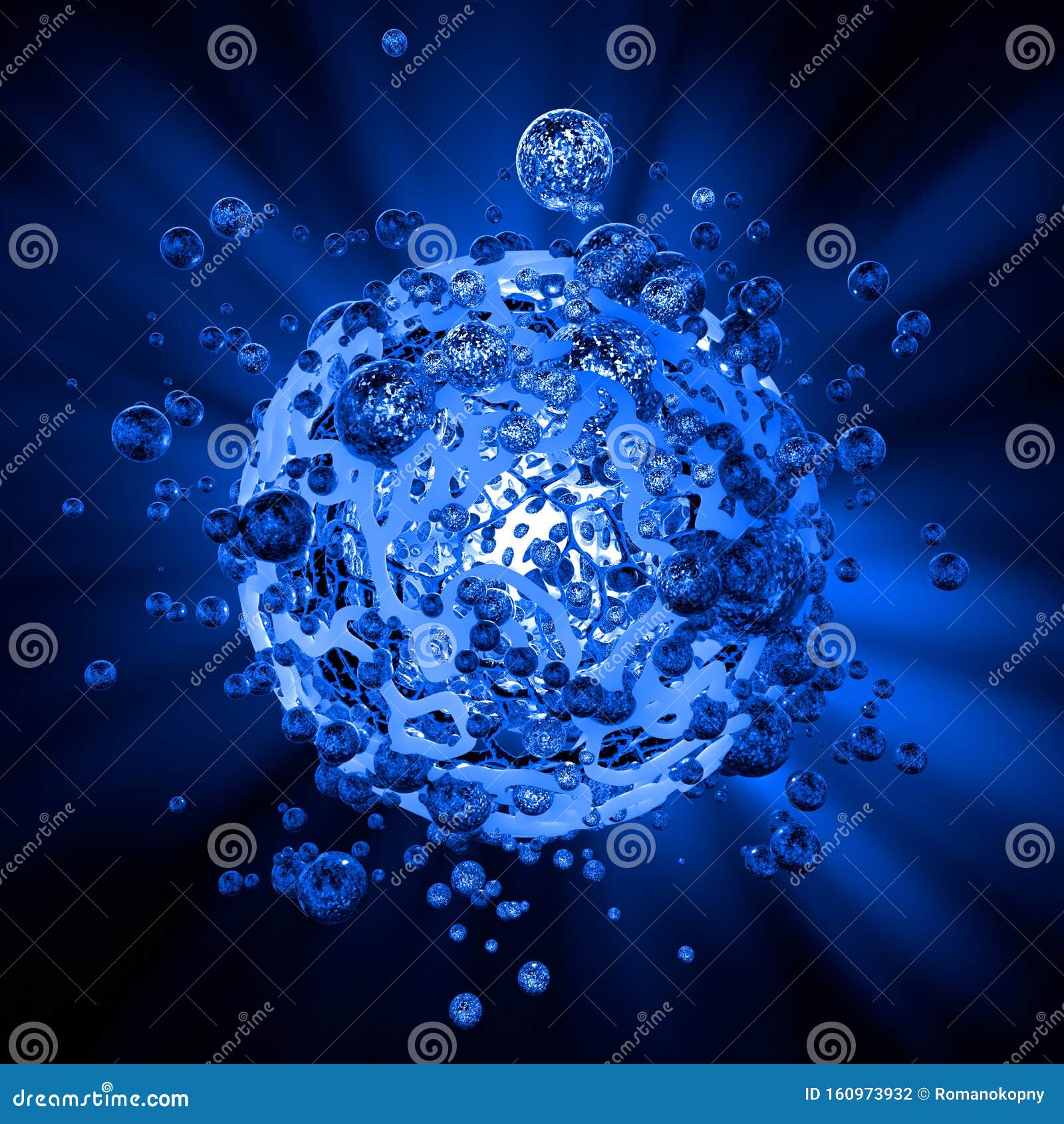 Organic Blue Modern Abstraction. 3d Render Stock Illustration ...