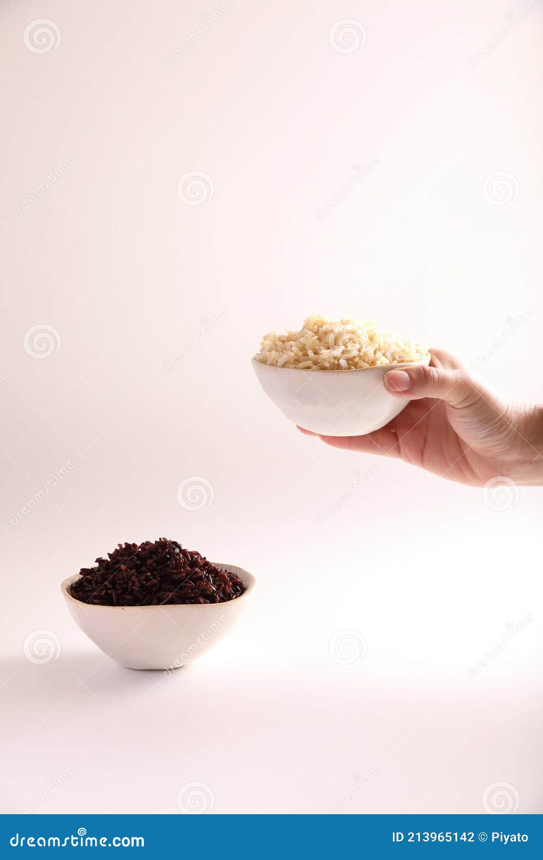 Organic Boiled Brown Rice on Bowl Isolated in White Background Stock ...