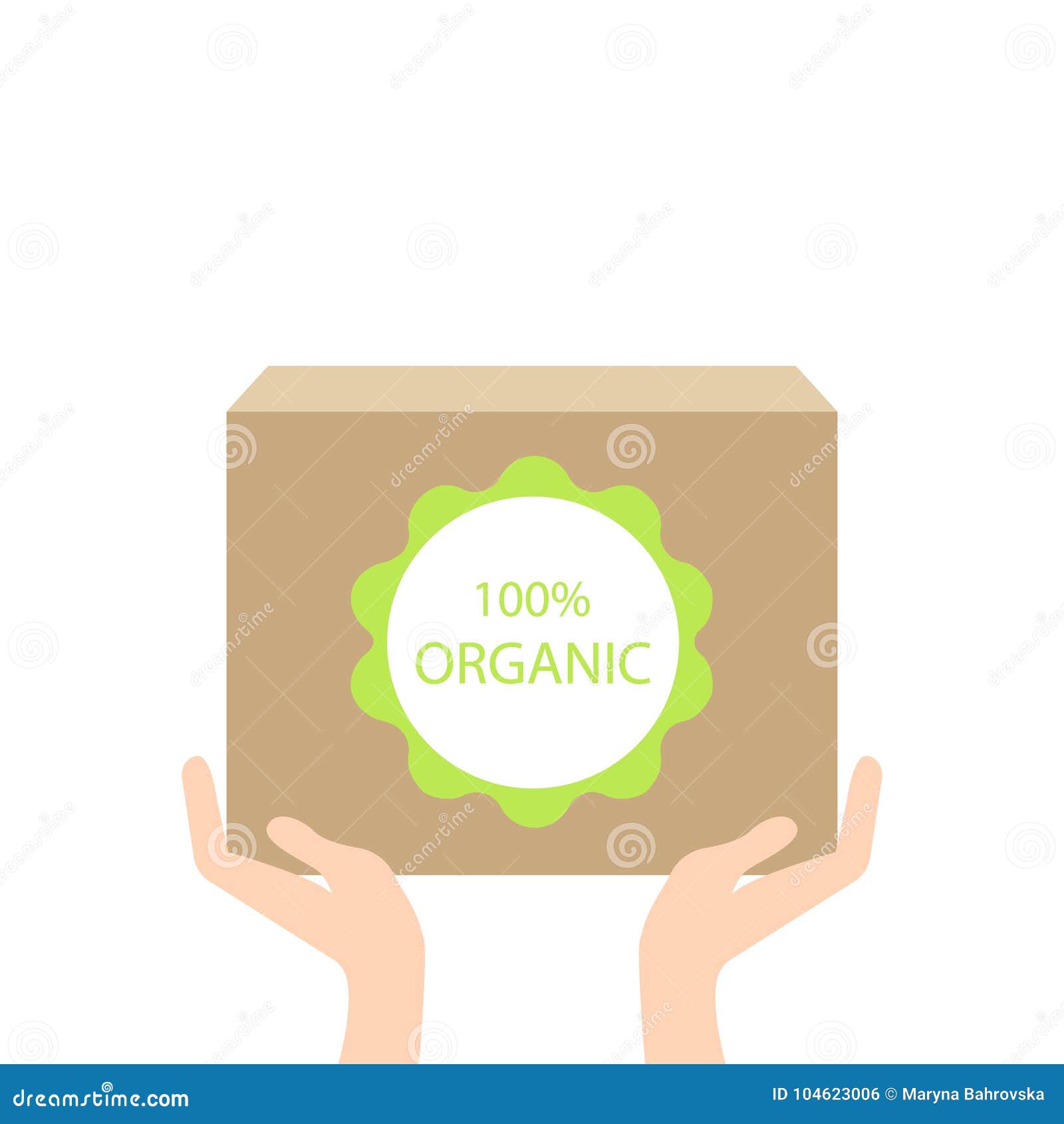 Organic Box in Hand, Vector Ecology Concept Stock Illustration ...