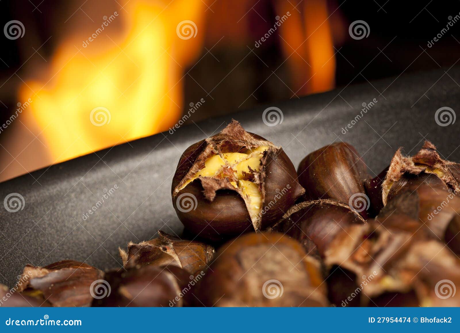 Organic Brown Chestnuts Roasting Stock Photo - Image of plant, tasty ...