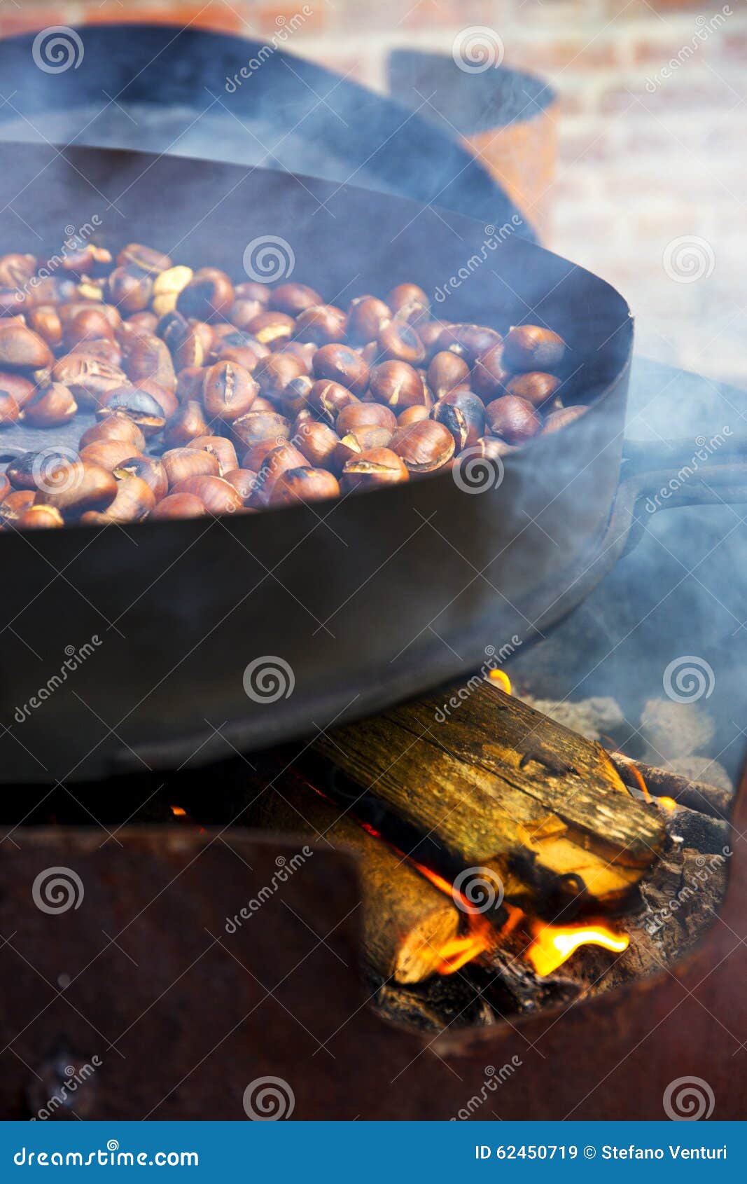 Organic Brown Chestnuts Roasting Over a Hot Fire Stock Image - Image of ...