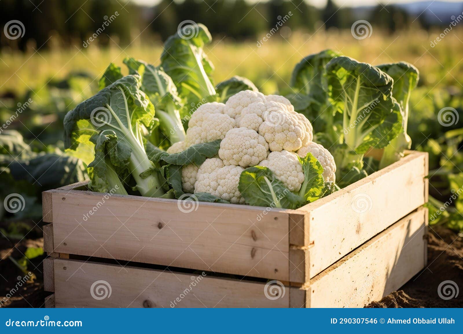 Organic Cauliflower in a Wooden Box. Generative by Ai Stock ...