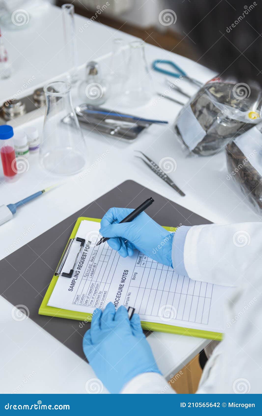 Organic Certification Laboratory. Filling a Form for Organic ...