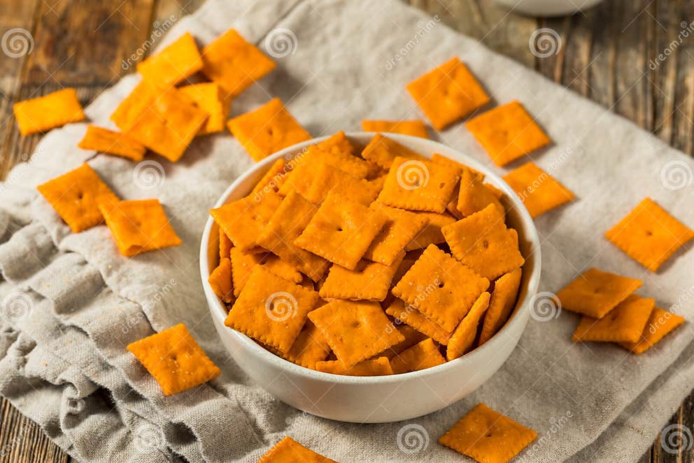 Organic Cheese Cracker Snacks Stock Image - Image of stack, salted ...