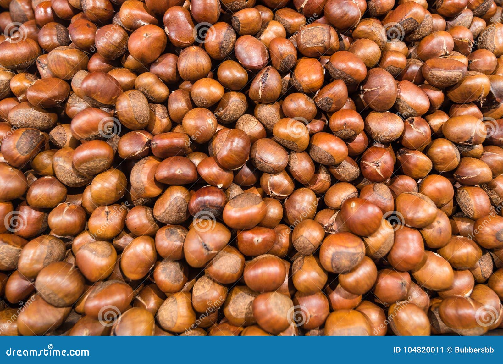 Organic Chestnuts Top View, Seamless Natural Background. Stock Image ...