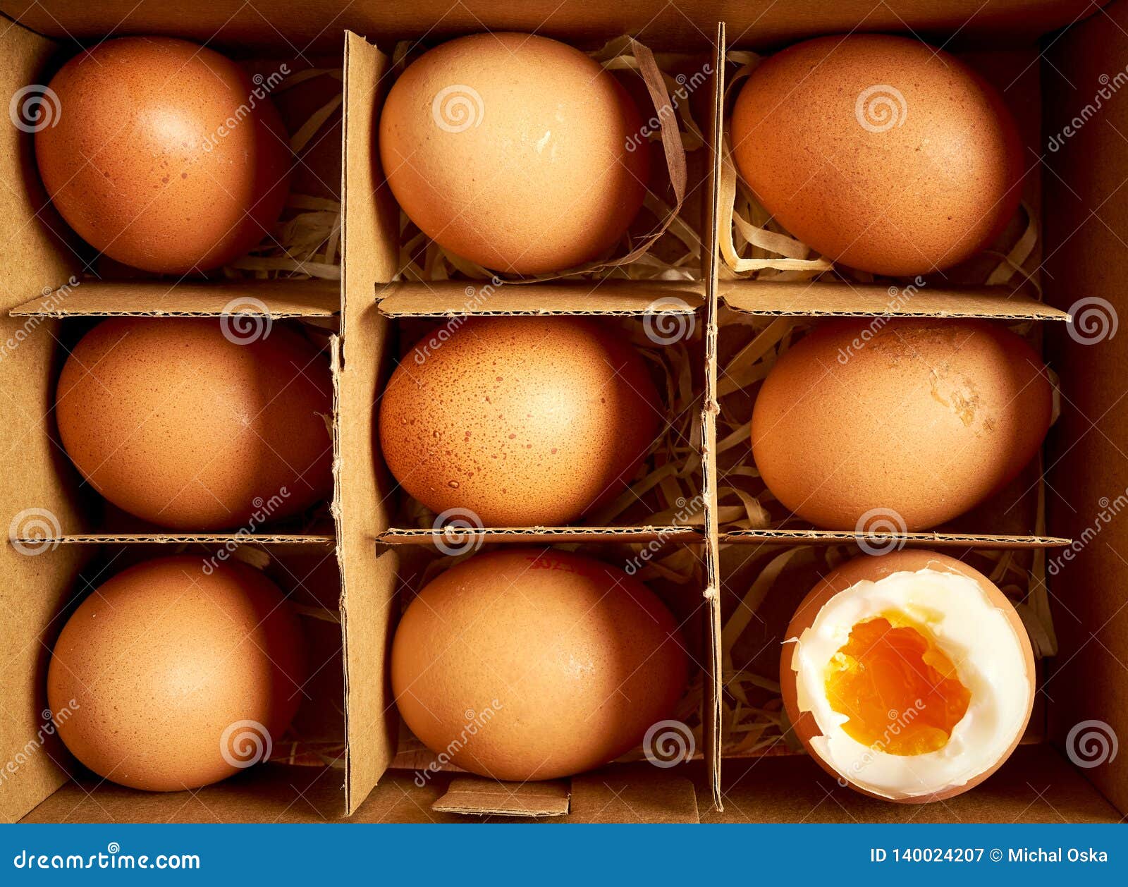 Organic Chicken Eggs in Paper Box with Compartments Stock Image - Image ...