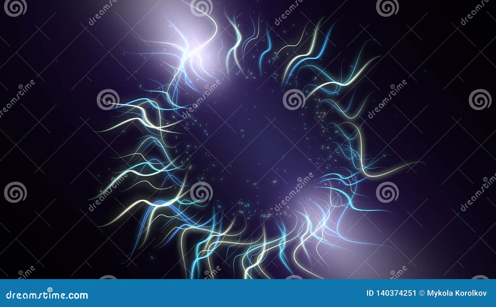 Animation of Magic Threads and Particles from a Circle on a Black ...