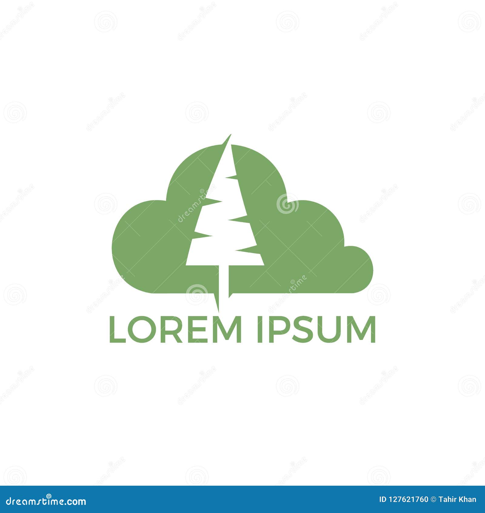 Cloud Tree Logo Design. stock vector. Illustration of ecology - 127621760