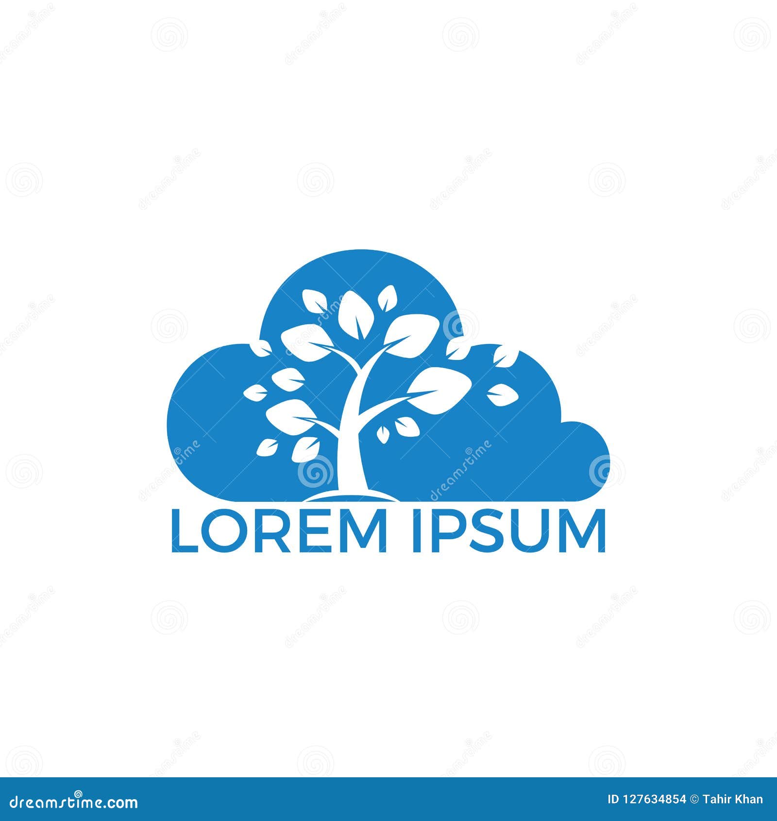 Cloud Tree Logo Design. stock vector. Illustration of computing - 127634854