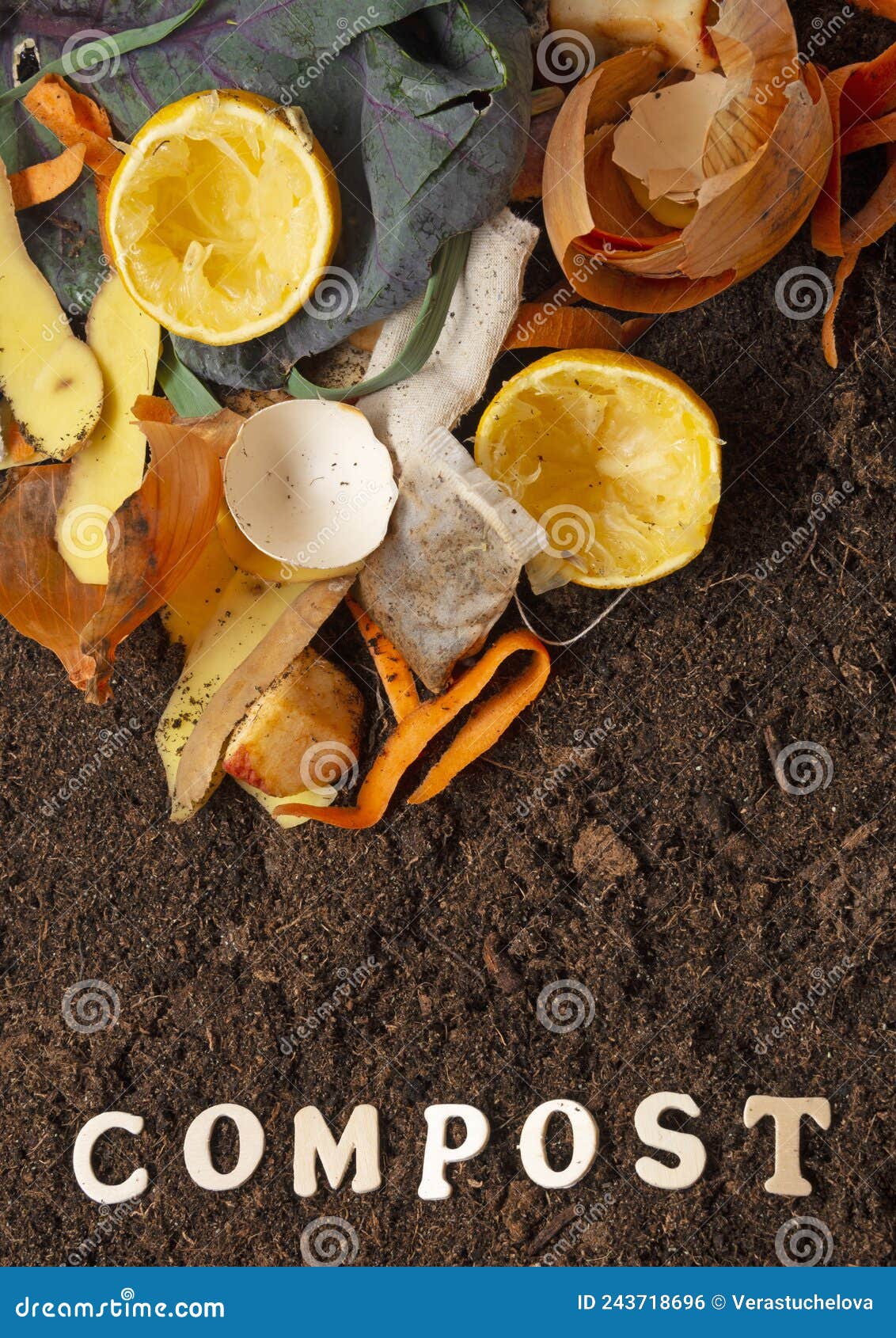 The Organic Compost - Biodegradable Kitchen Waste and Soil Stock Photo ...