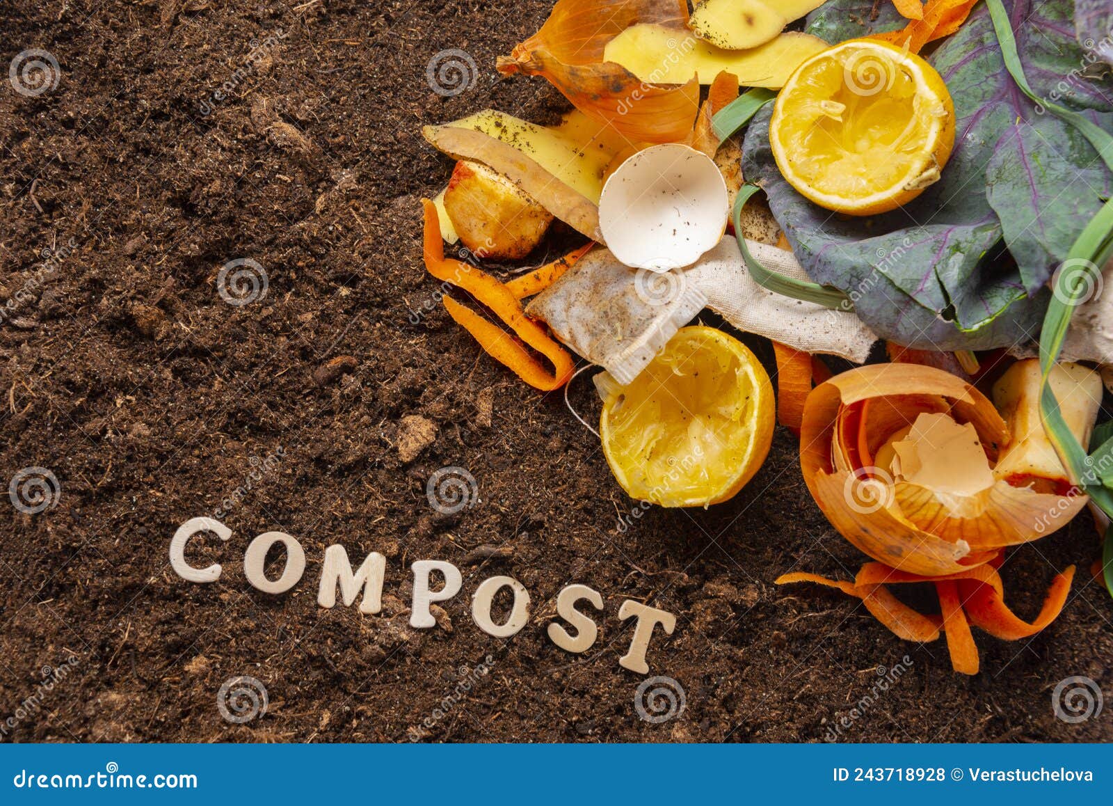 The Organic Compost - Biodegradable Kitchen Waste and Soil Stock Photo ...