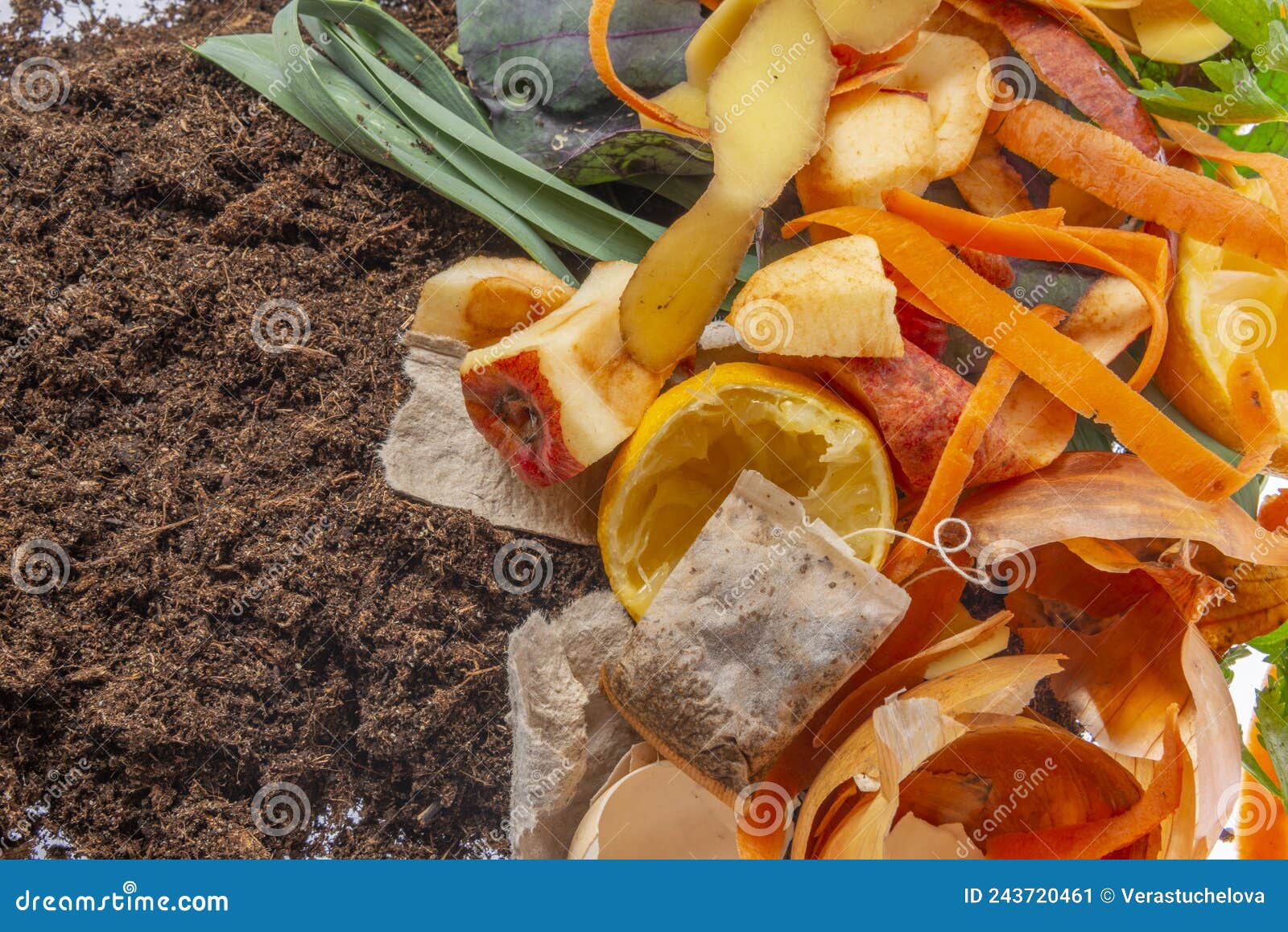 The Organic Compost - Biodegradable Kitchen Waste and Soil Stock Image ...