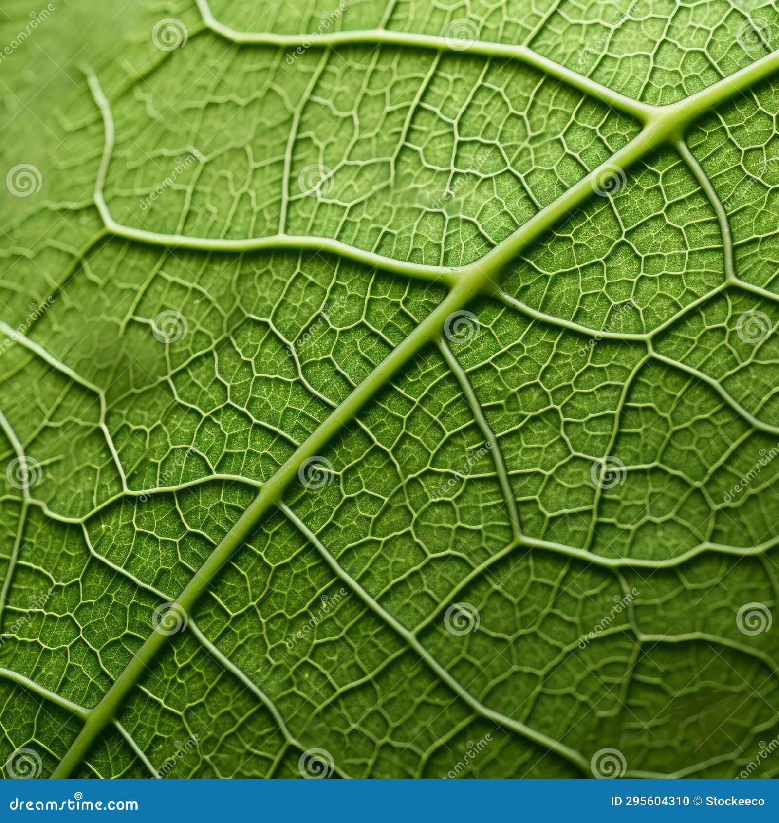 Organic Contours: Close Up View of a Hydrangea Leaf with Green Veins ...